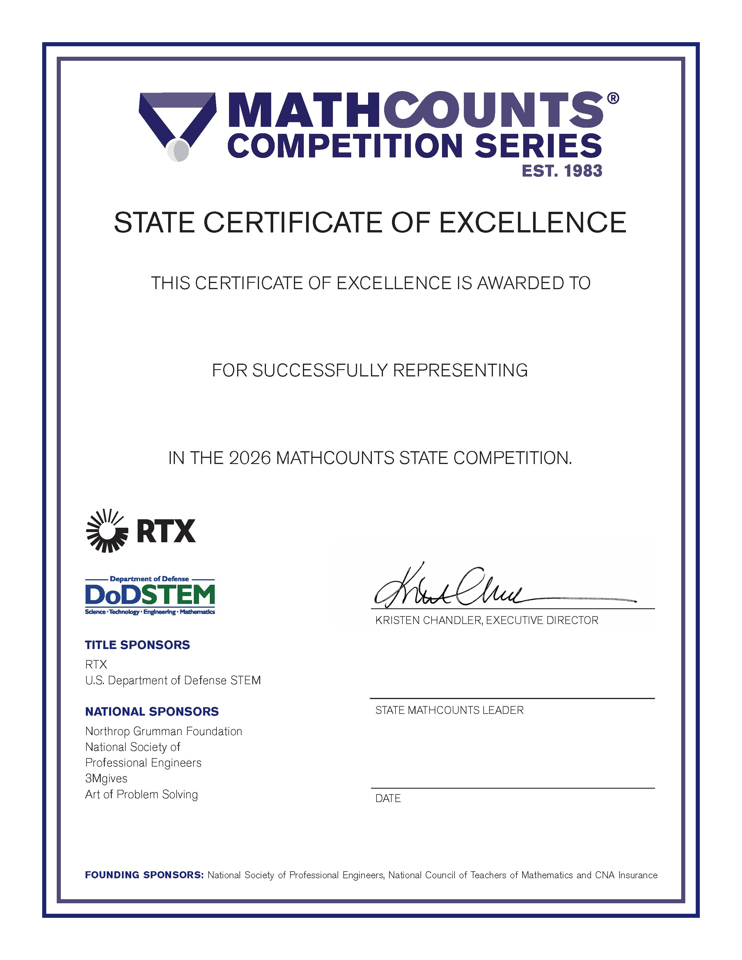 SSC State Student Certificate – MATHCOUNTS Store