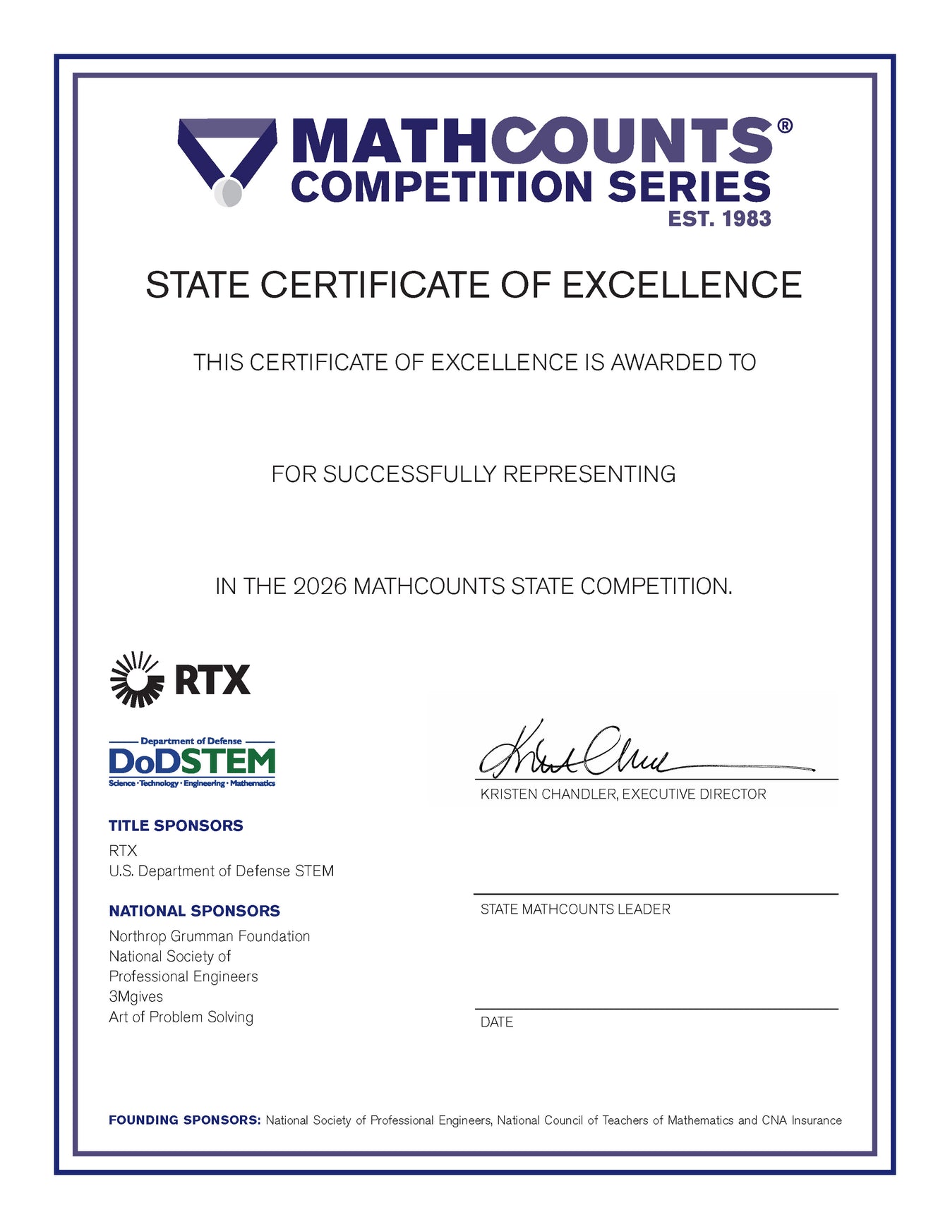 SSC State Student Certificate – MATHCOUNTS Store